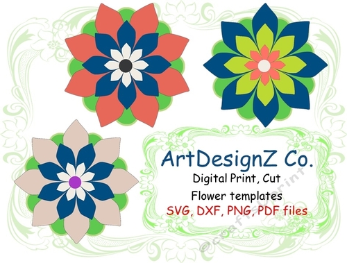 Set of three 3D Paper Flower templates - CUP1043489_92733 | Craftsuprint