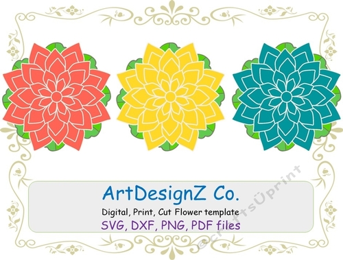 Set of flower templates, different colors, vector and raster files ...