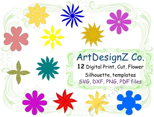 Paper flower silhouettes, parts, felt, cut, felting, 3d model making ...