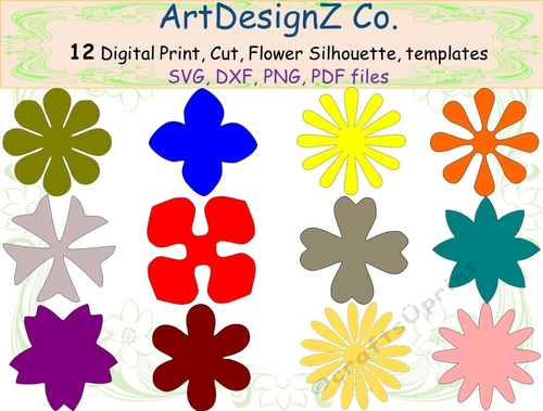 Paper flower silhouettes, parts, felt, cut, felting, 3d model making ...