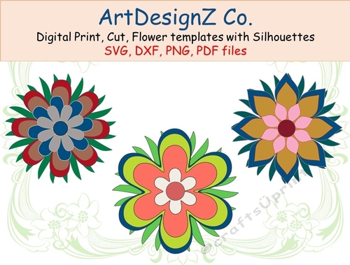 Paper flower templates and silhouettes. parts, felt, cut, felting, 3d ...