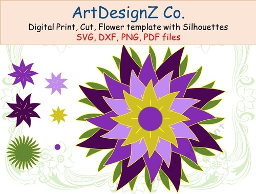 Paper flower template and silhouettes. Felting parts, felt, cut ...