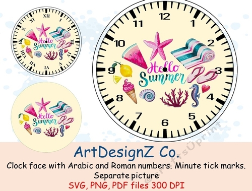 Beautiful clock face with Arabic and Roman numbers. Minute tick marks ...