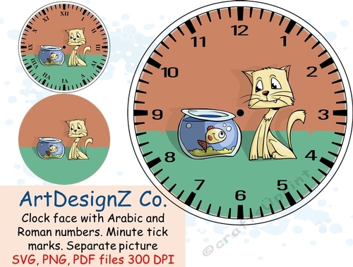 Beautiful clock face with Arabic and Roman numbers. Minute tick marks ...