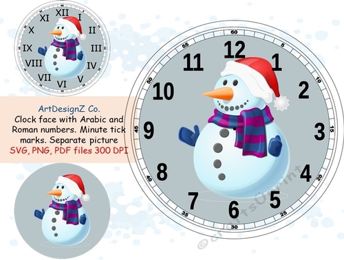 Beautiful Christmas clock face with Arabic and Roman numbers. Minute ...