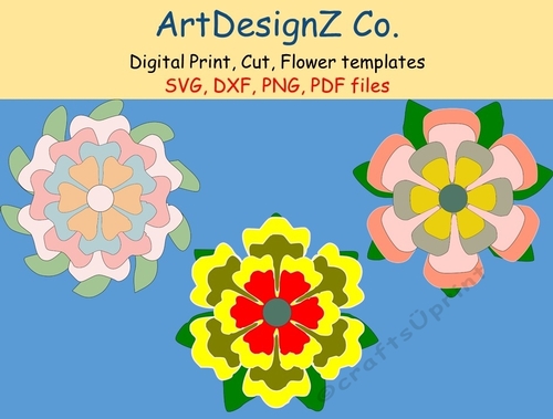 Set of three paper flower templates. Felting model. making, Paper ...