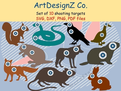 Set of ten shooting targets with animals. Appropriate for optics and ...