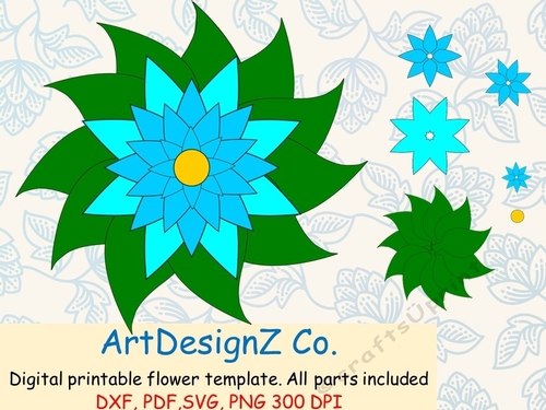 Paper flower template. Flowers Pastel Range. Felting parts, felt, cut ...