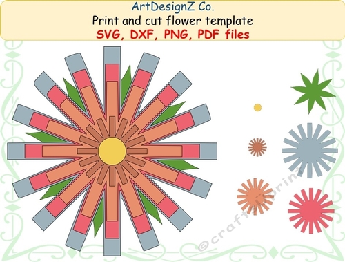 Flower template. Different file formats. All parts included ...