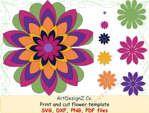 Flower template. Different file formats. All parts included ...