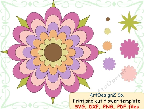 Flower template. Different file formats. All parts included ...