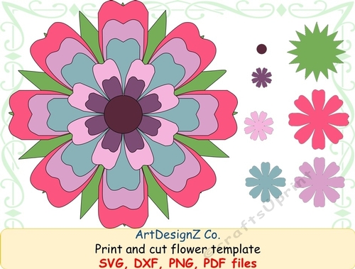 Flower template. Different file formats. All parts included ...