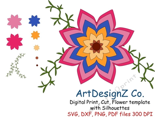 Paper and felt flower template and silhouettes. Appropriate for card ...