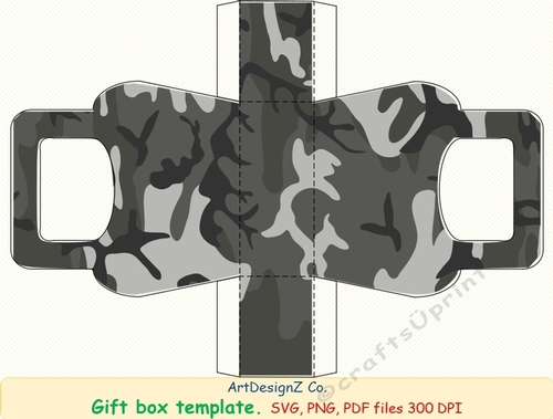 Camouflage gift box template. Svg, clipart, basket, birthday, fathers ...
