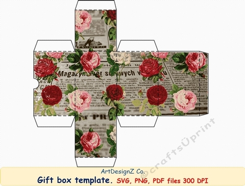 Vintage gift box template. Vector SVG and raster files. Basket, lid ...