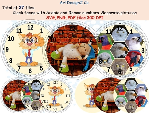 Total of 27 files. Beautiful clock faces with Arabic and Roman numbers ...