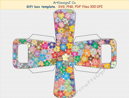 Gift box template. Vector SVG and raster files. Basket, lid, birthday ...