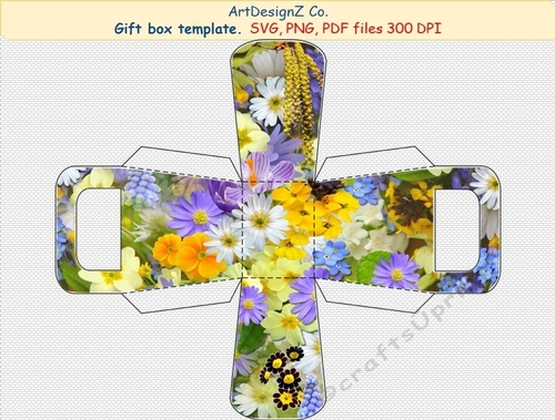 Gift box template. Vector SVG and raster files. Basket, lid, birthday ...