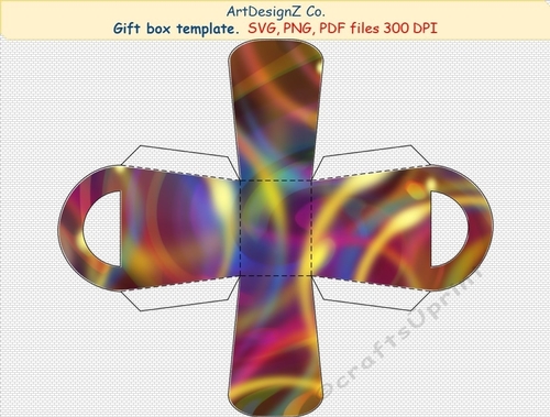 Gift box template. Vector SVG and raster files. Basket, lid, birthday ...