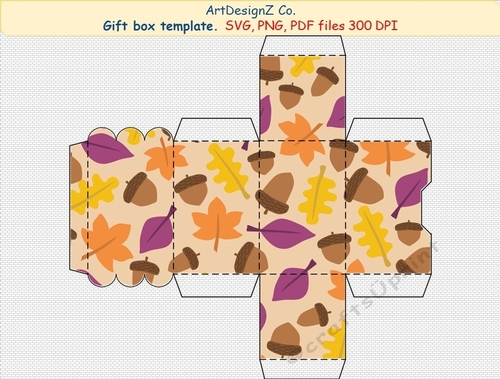 Gift box template. Vector SVG and raster files. Basket, lid, birthday ...