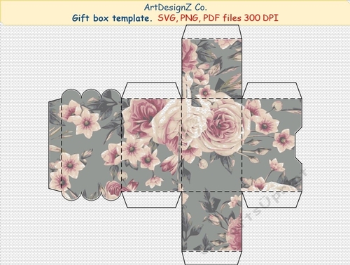 Gift box template. Vector SVG and raster files. Basket, lid, birthday ...