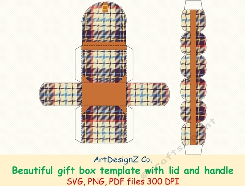 Beautiful gift box template with lid and handle. - CUP1073091_92733 ...