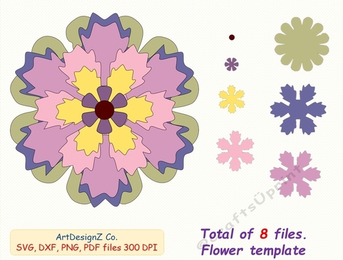 A total of 8 files. Flower silhouette. Parts, felt, cut, felting, model ...