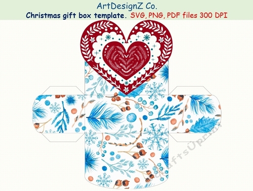 Beautiful Christmas gift box template. - CUP1075855_92733 | Craftsuprint