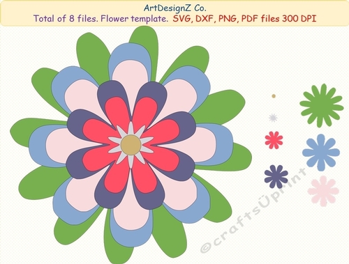 Total of 8 files. Flower silhouette. Parts, felt, cut, felting, model ...