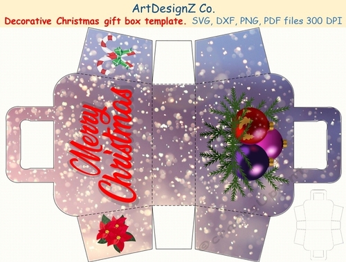 Beautiful Christmas decorative gift box template. - CUP1081821_92733 ...
