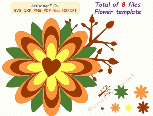 A total of 8 files. Flower Template. Parts, felt, cut, felting, model ...