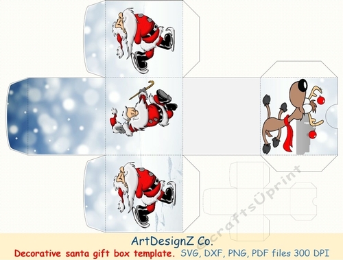Beautiful Santa decorative gift box template. Vector and raster files ...