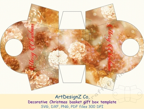 Beautiful Christmas basket decorative gift box template. - CUP1083345 ...