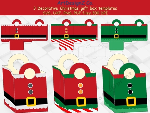Total of 22 files. Beautiful Christmas gift box templates. SVG, basket ...