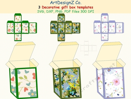 Total of 22 files. Beautiful gift box templates. SVG, basket, 3D Box ...