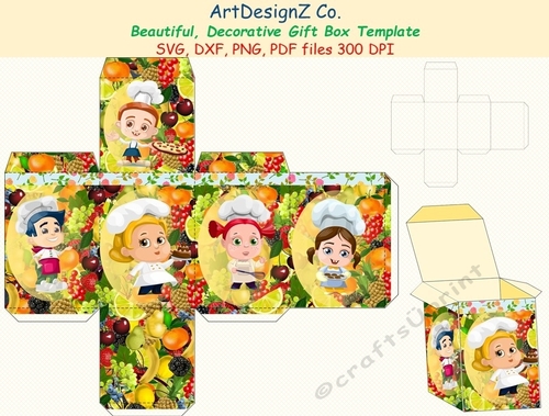 Beautiful decorative gift box template. Vector and raster files. Basket ...