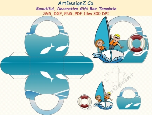 Beautiful, decorative, gift box template. Vector and raster files ...