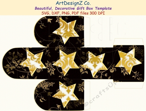 Beautiful, decorative, gift box template. Vector and raster files ...