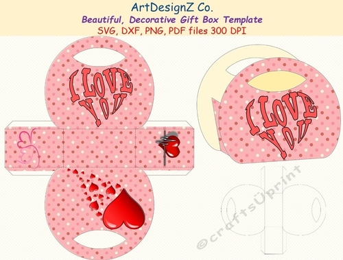 Beautiful, decorative, gift box template. Love, Valentine, Vector and ...