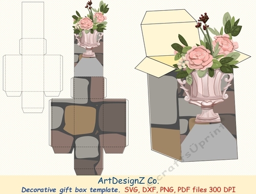 Beautiful decorative gift box template. - CUP1093856_92733 | Craftsuprint