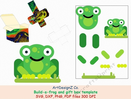 Build-a-frog and Gift box template. Animals, frog, christmas, Easter ...