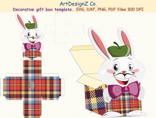 Gift box templates. Artist, Animal, bunny, rabbit, Easter. Scottish ...