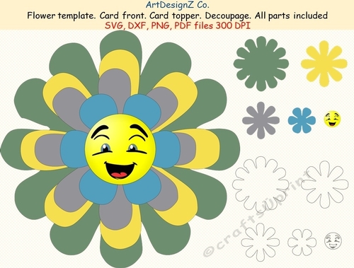 Flower Template 3D. Parts, felt, cut, felting, model, making, design ...