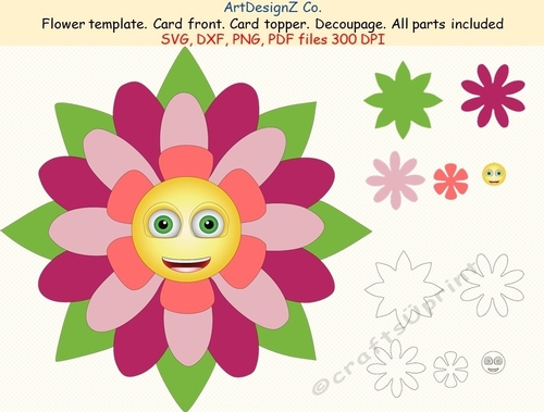 Flower Template 3D. Parts, felt, cut, felting, model, making, design ...