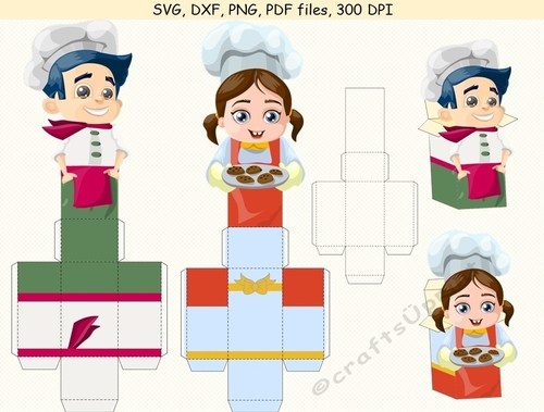 Beautiful decorative gift box template. Vector and raster files. Cook ...