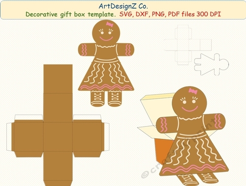 3D Gift or Sweet Box Template. Plaid. Cute Biscuit - CUP1121379_92733 ...