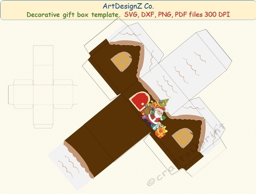 3D Gift or Sweet Box Template. Santa. Gnome, Dwarf. Elf. Easter ...