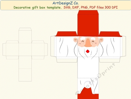 3D Gift or Sweet Box Template. Santa. Gnome, Dwarf. Elf - CUP1126367 ...