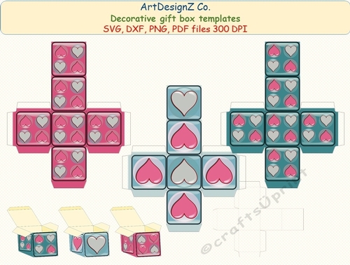 3D Beautiful Valentine gift box templates - CUP1143776_92733 | Craftsuprint
