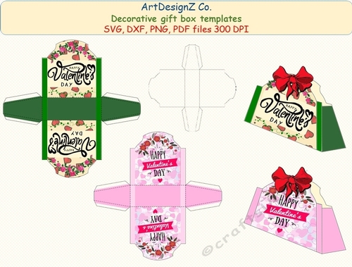 3D Beautiful Valentine gift box templates - CUP1143779_92733 | Craftsuprint